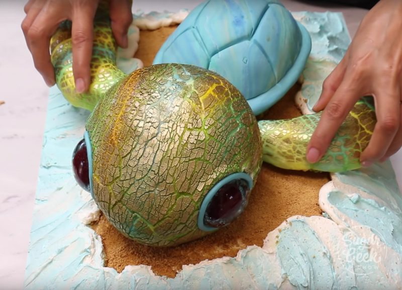 Sculpted Turtle Cake + Video Tutorial | Sugar Geek Show