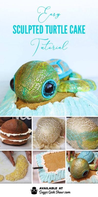 Sculpted Turtle Cake + Video Tutorial | Sugar Geek Show