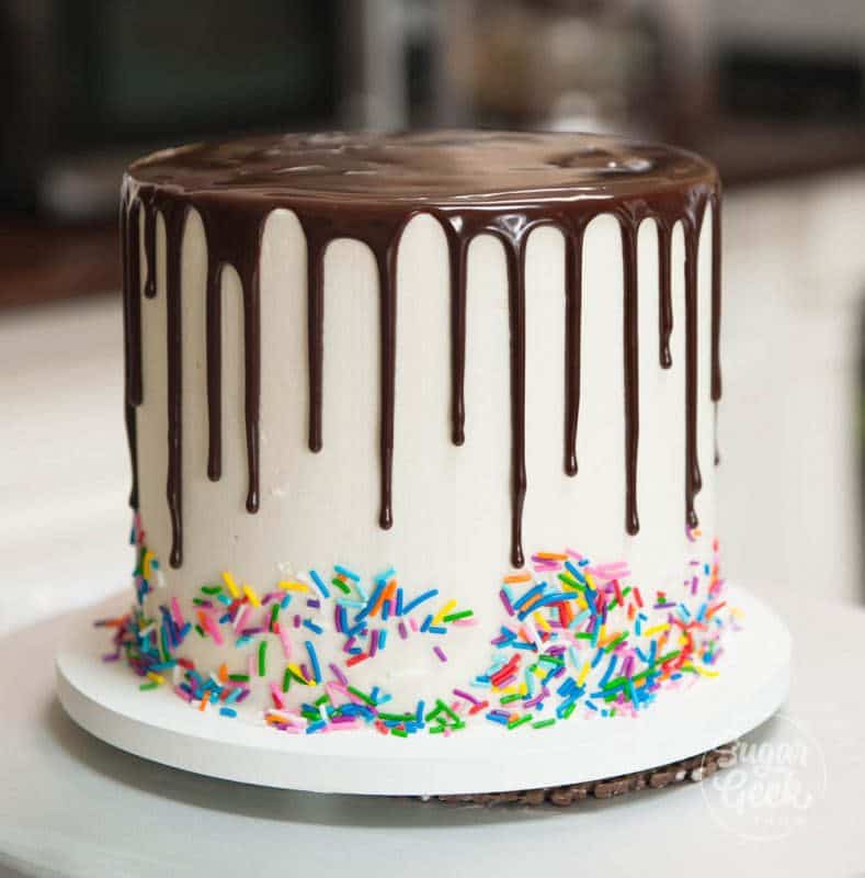 Banana Split Cake (with chocolate drip) | Sugar Geek Show