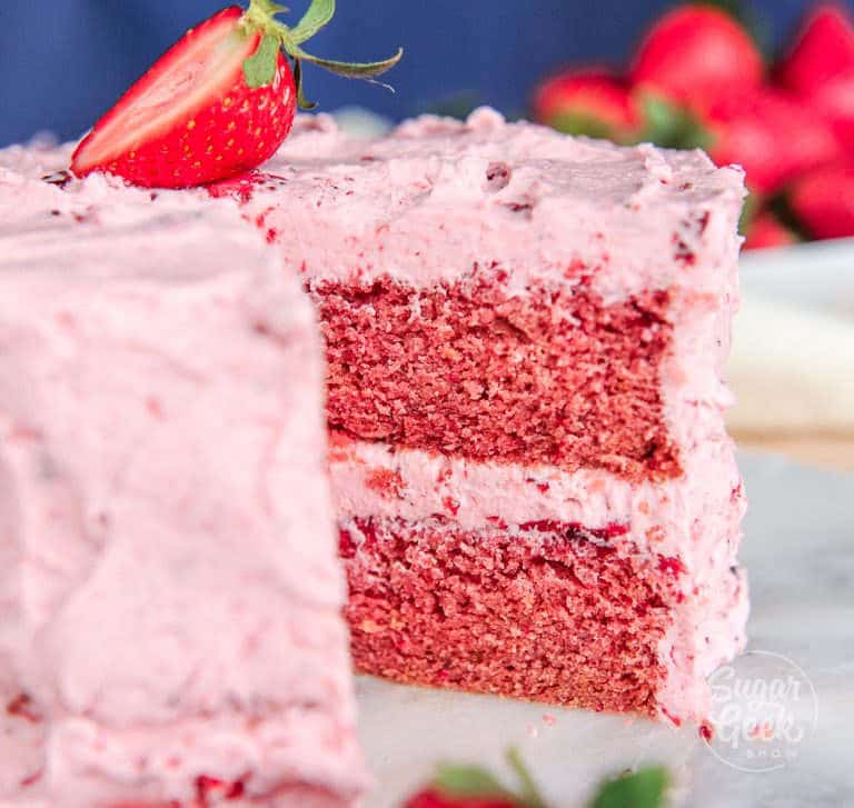 Fresh Strawberry Cake With Strawberry Buttercream
