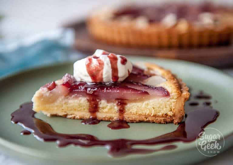 Red Wine Poached Pear Frangipane Tart | Sugar Geek Show
