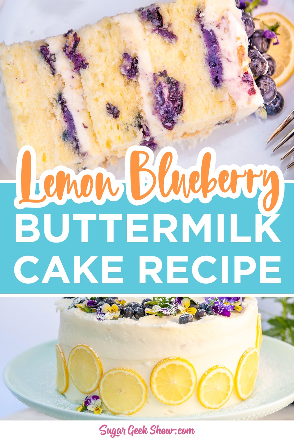 Lemon blueberry buttermilk cake + lemon cream cheese frosting | Sugar ...