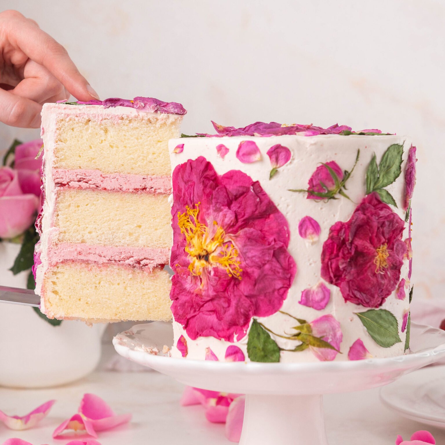 Rose Cake Made With Real Pressed Flowers