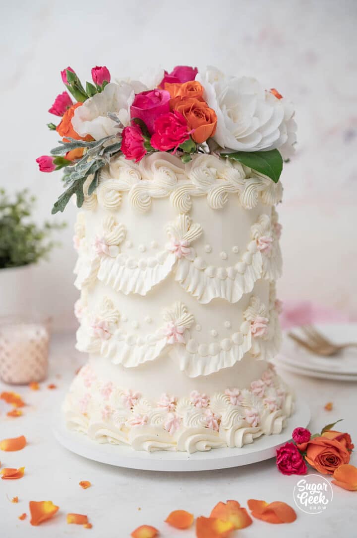 Vintage Cake With Buttercream Piping Recipe And Tutorial